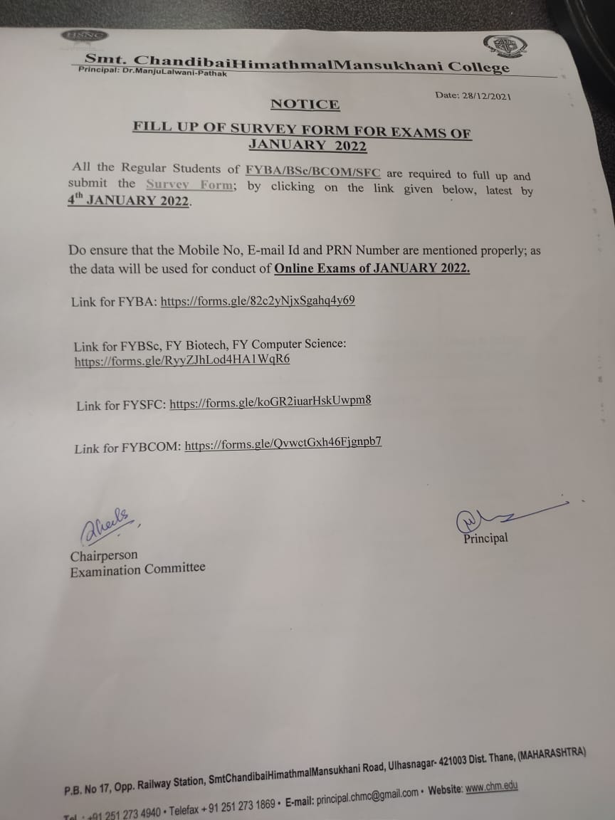 NOTICE_FOR_STUDENTS – Smt. Chandibhai Himathmal Mansukhani College