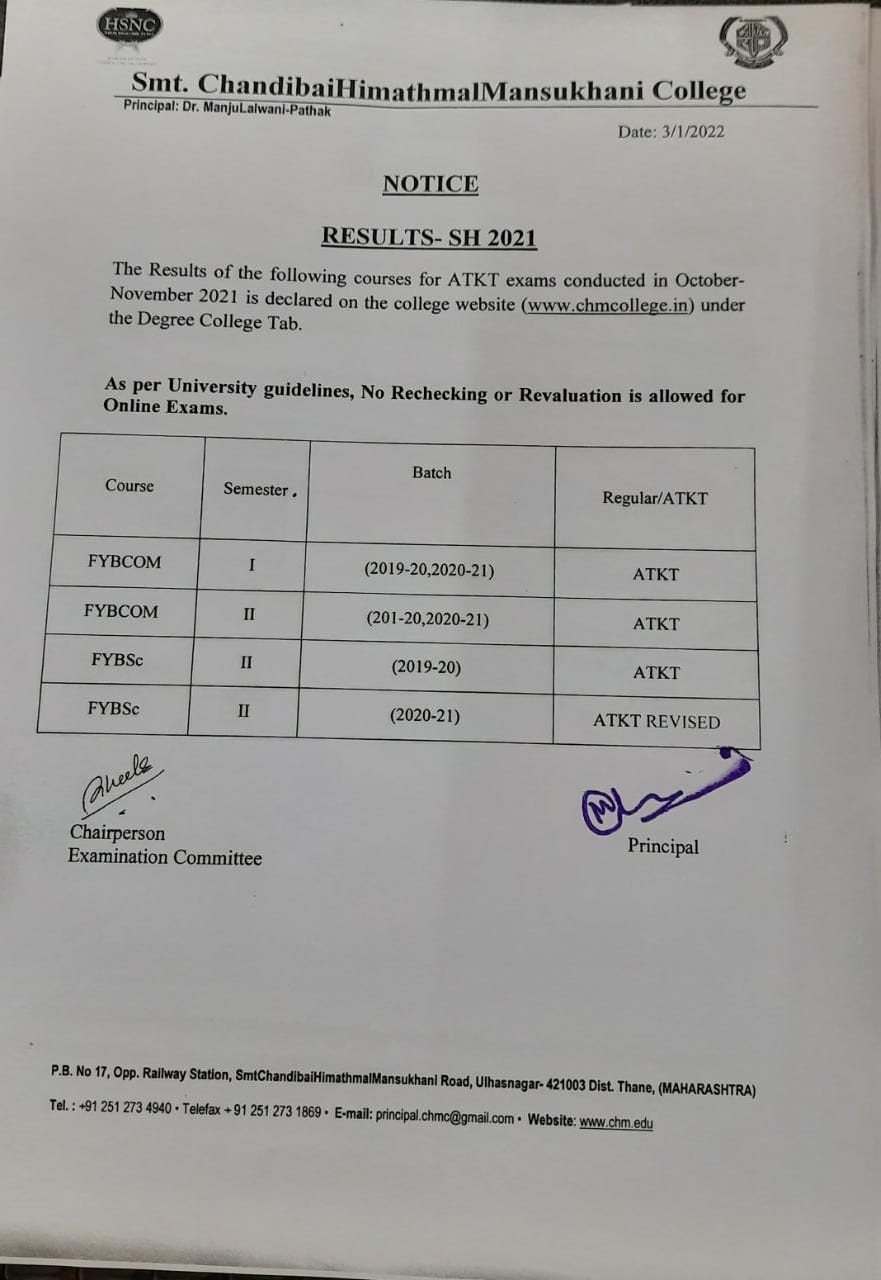 RESULT_DECLARATION_NOTICE – Smt. Chandibhai Himathmal Mansukhani College